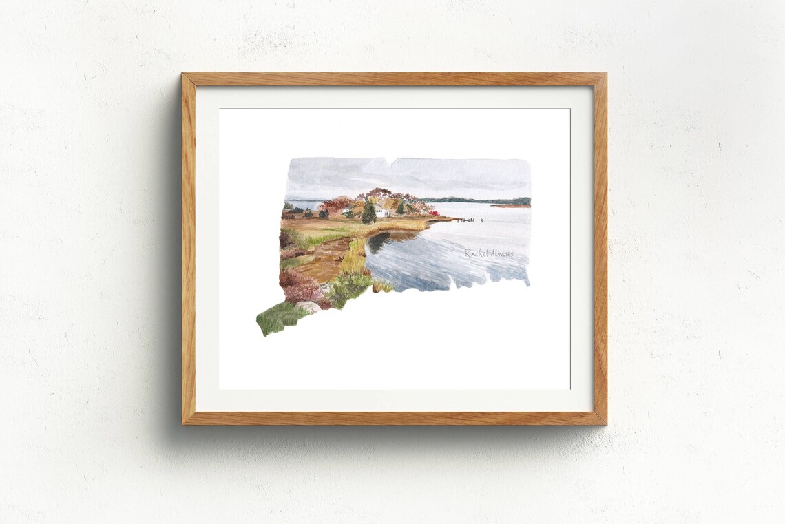 Connecticut PRINT Connecticut State Map Connecticut Wall - Etsy