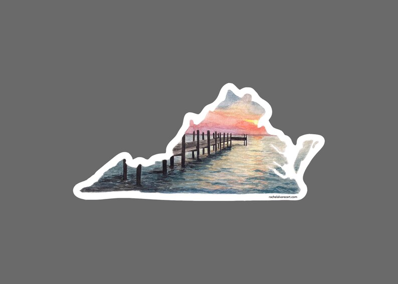 Virginia State Car Decal - Virginia Vinyl Sticker - Chincoteague Art ...