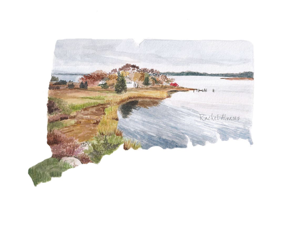 Connecticut PRINT - Connecticut State Map - Connecticut Wall Art - US ...