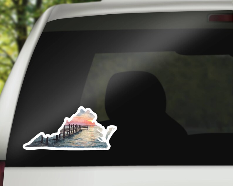 Virginia State Car Decal - Virginia Vinyl Sticker - Chincoteague Art ...