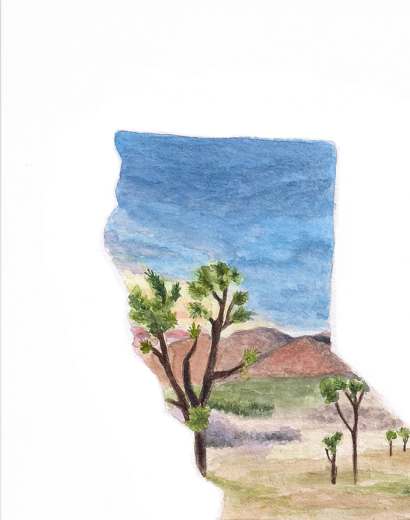 Joshua Tree art print California state art print | Etsy