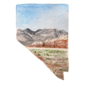 Nevada State Art Card - Nevada Watercolor Notecard - Nevada State Map ...