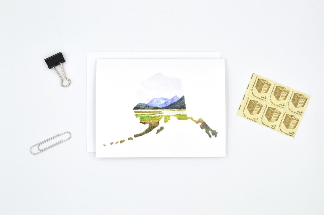 Alaska Notecard - Alaska Gift - Watercolor Card - Alaska Art - Blank ...