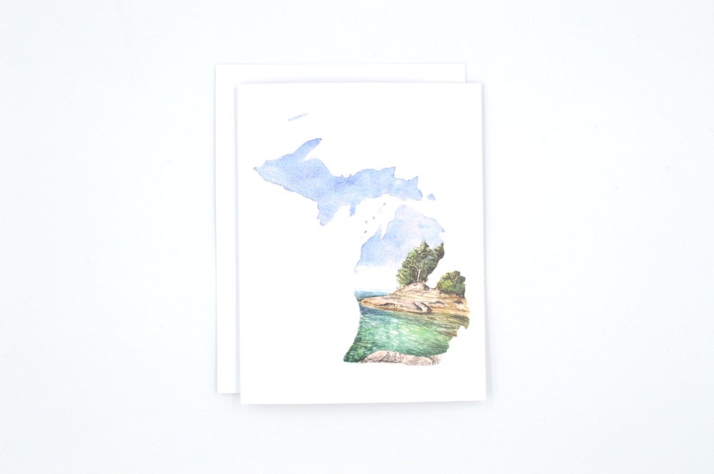 Michigan Greeting Card - Michigan State Art - Watercolor Notecards ...