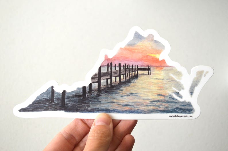 Virginia State Car Decal - Virginia Vinyl Sticker - Chincoteague Art ...