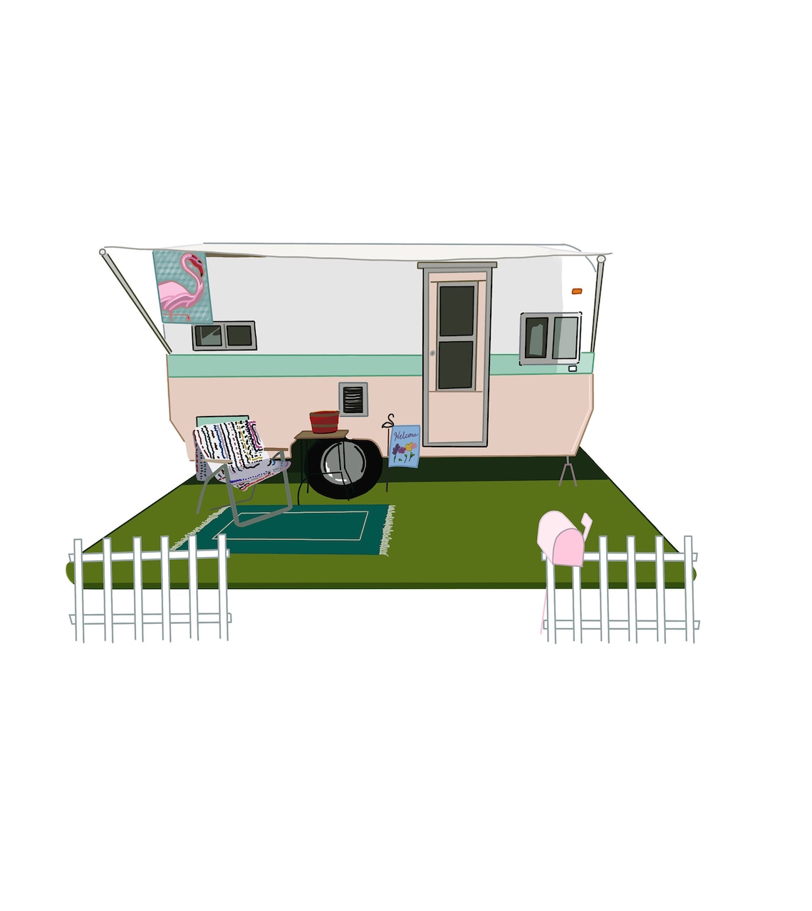 Vintage camper art rv decor gift travel trailer art | Etsy