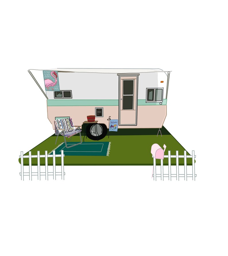 Vintage camper art rv decor gift travel trailer art | Etsy