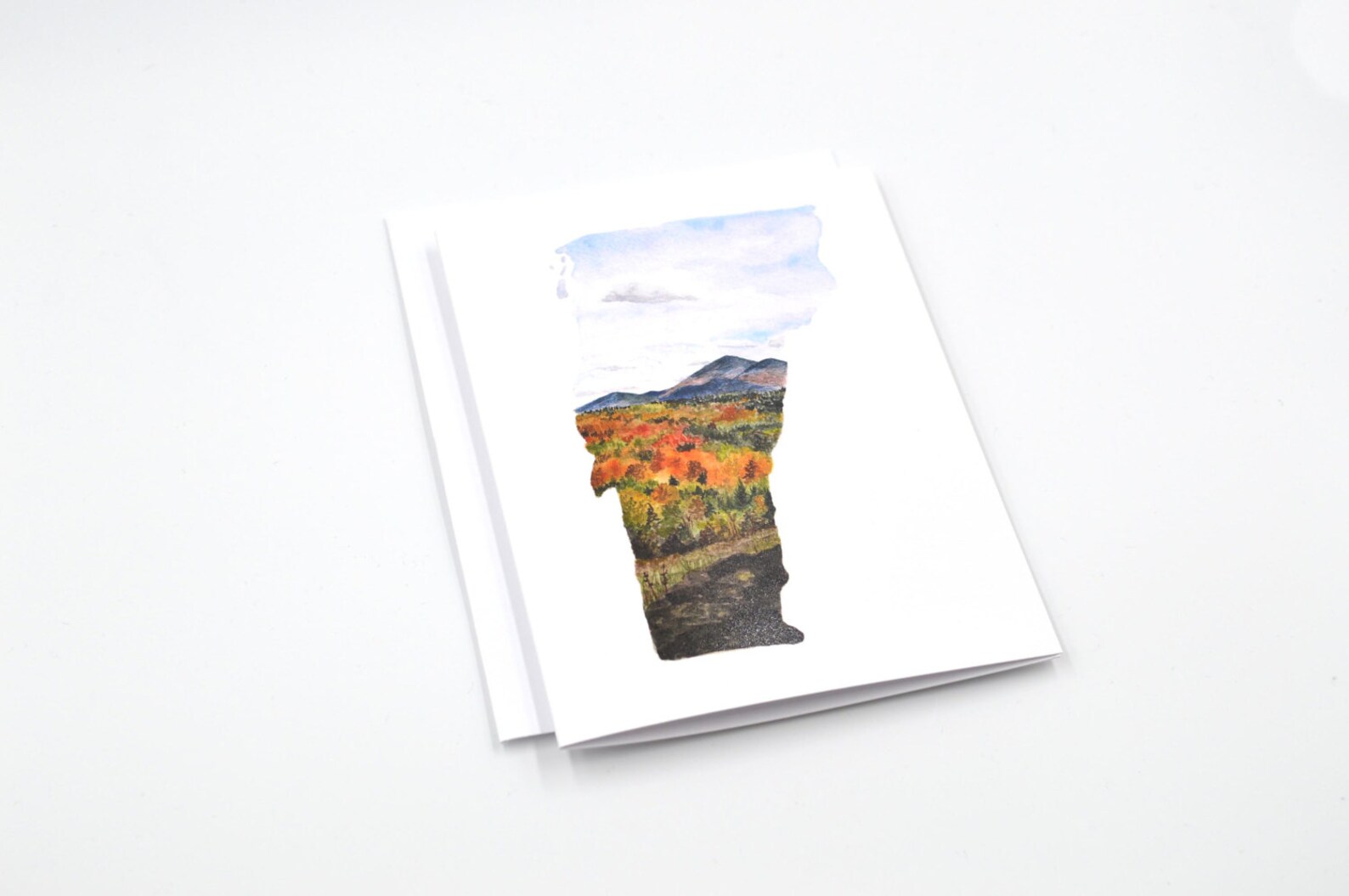 Vermont State Art Card - Watercolor Notecard - Vermont Notecard ...