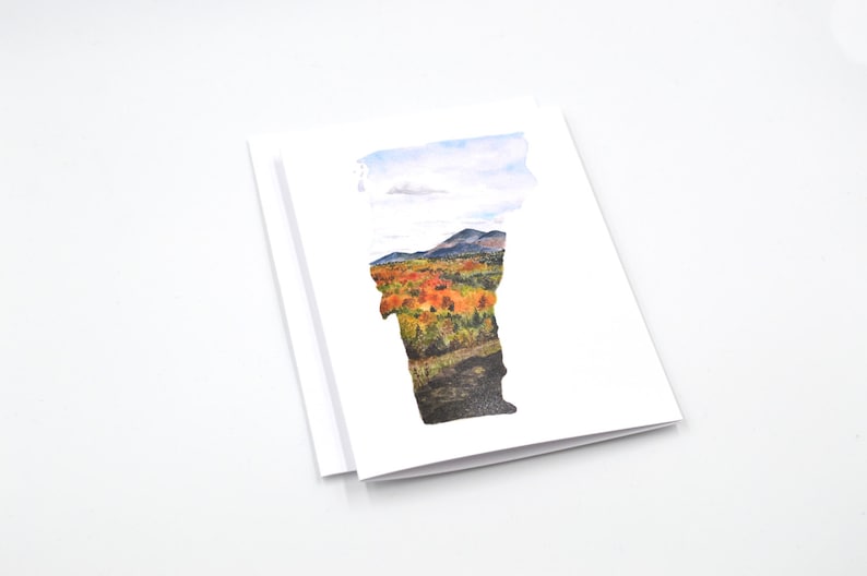 Vermont State Art Card - Watercolor Notecard - Vermont Notecard ...
