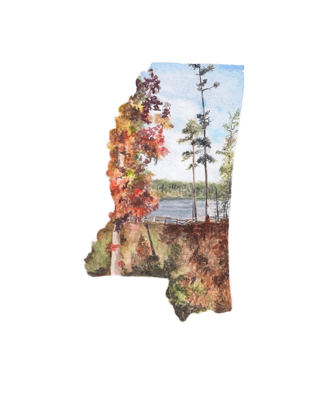 Mississippi PRINT - Mississippi Map - Mississippi Wall Art - US Map Art ...