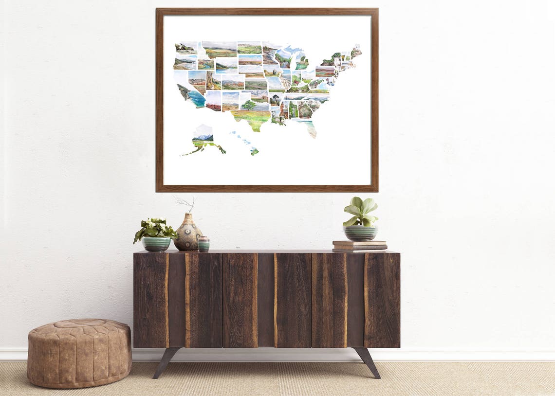 Outdoorsy gift united states map usa wall map camper decor | Etsy