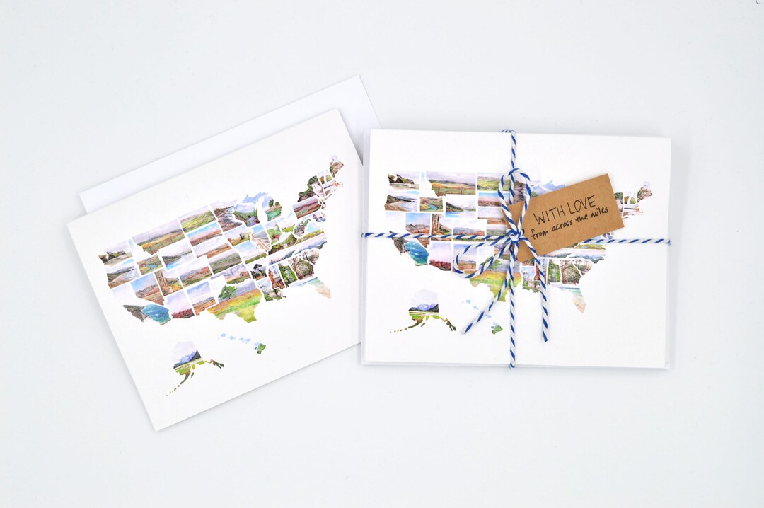 Long Distance Watercolor Note Card Set - Miss You Card - Missing You ...