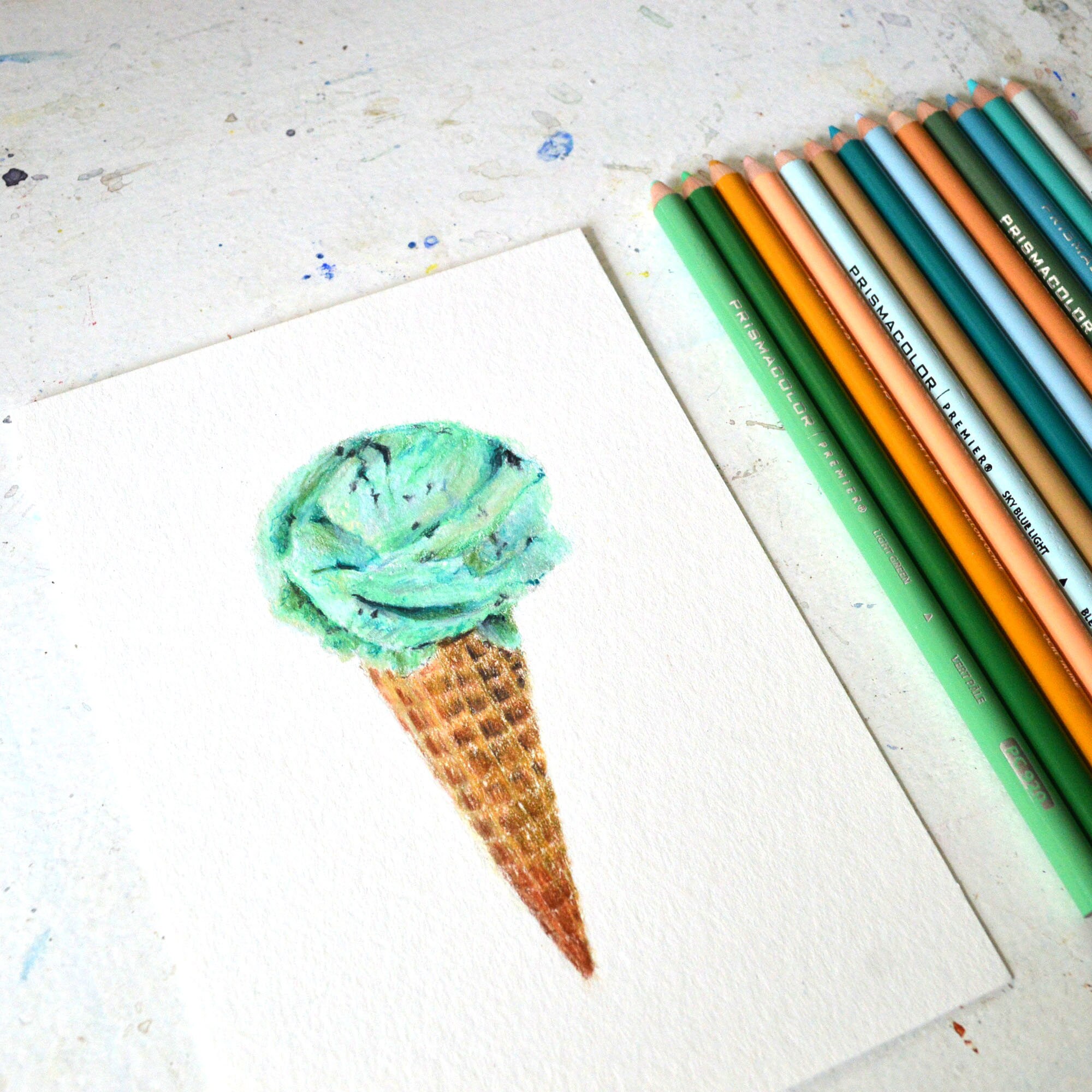 Mint Chocolate Chip Ice Cream Art Print Digital Download - Wall Art ...