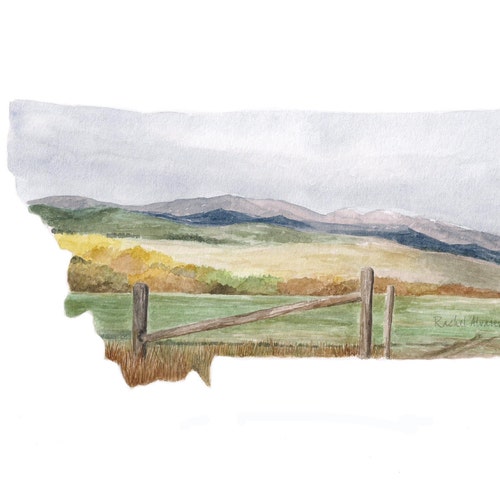 Montana Art Print State Love Print Montana State Map Etsy
