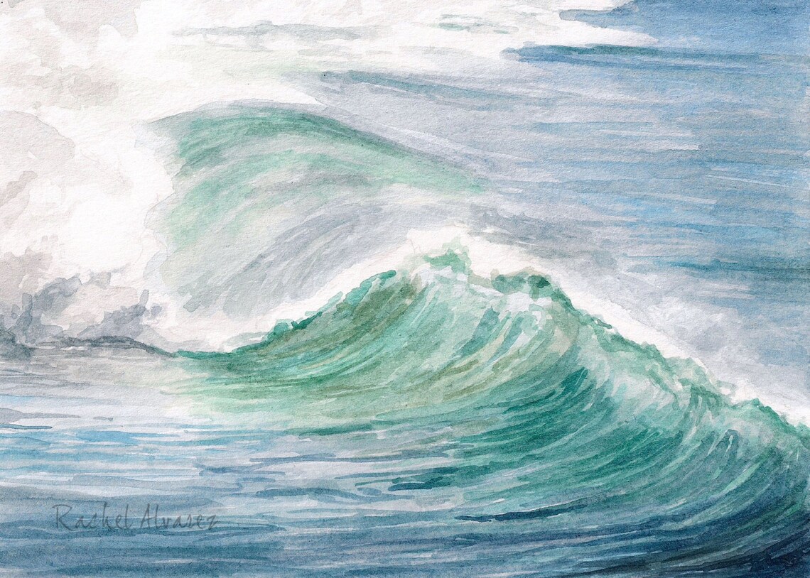 Blue Ocean Wave Wall Art Ocean Art Print Gift for Surfer - Etsy