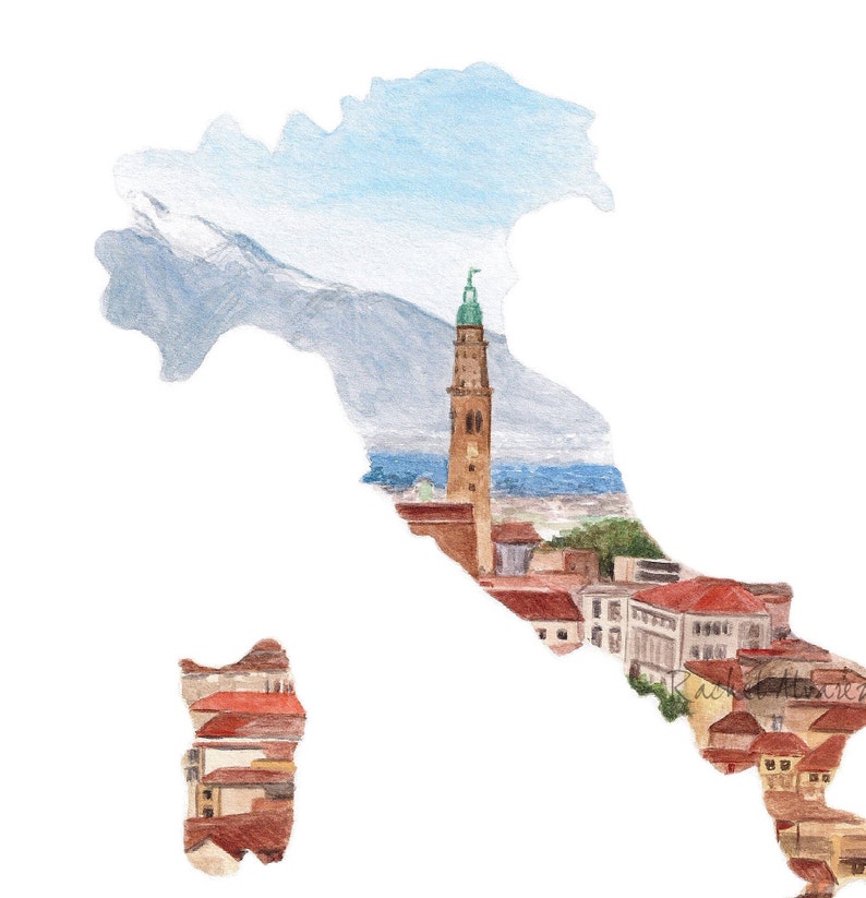 Italy Watercolor Map - Italy Art Print - Military Family Gift - Map Art ...