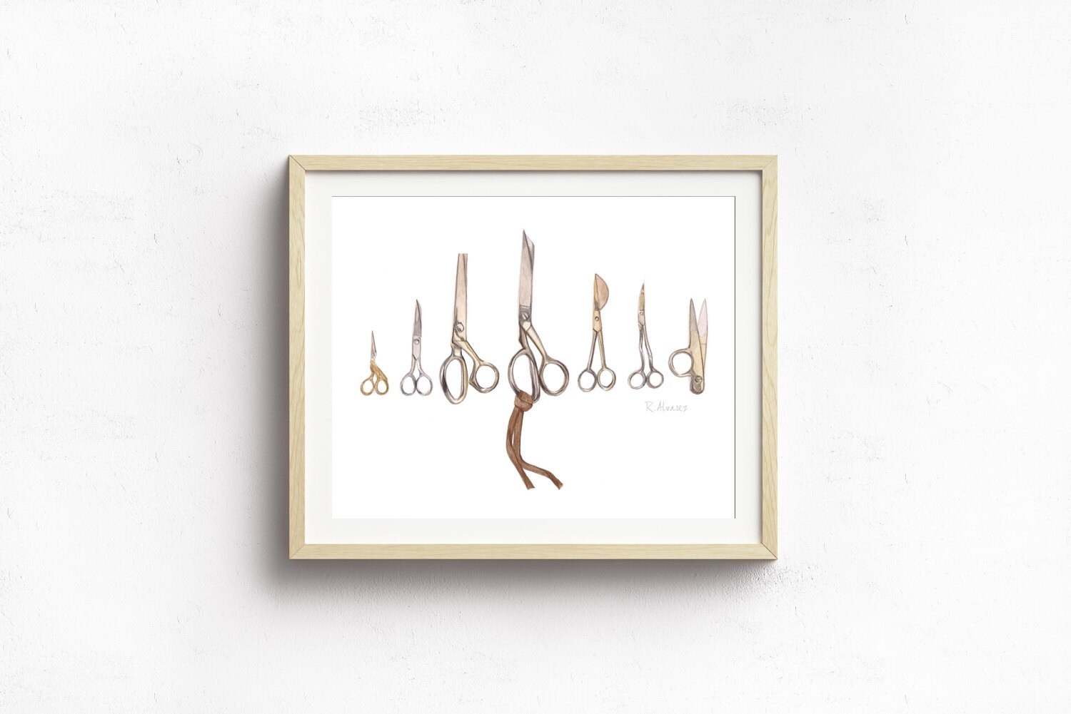 Watercolor Illustration - Sewing Art - Scissor Illustration - Sewing ...
