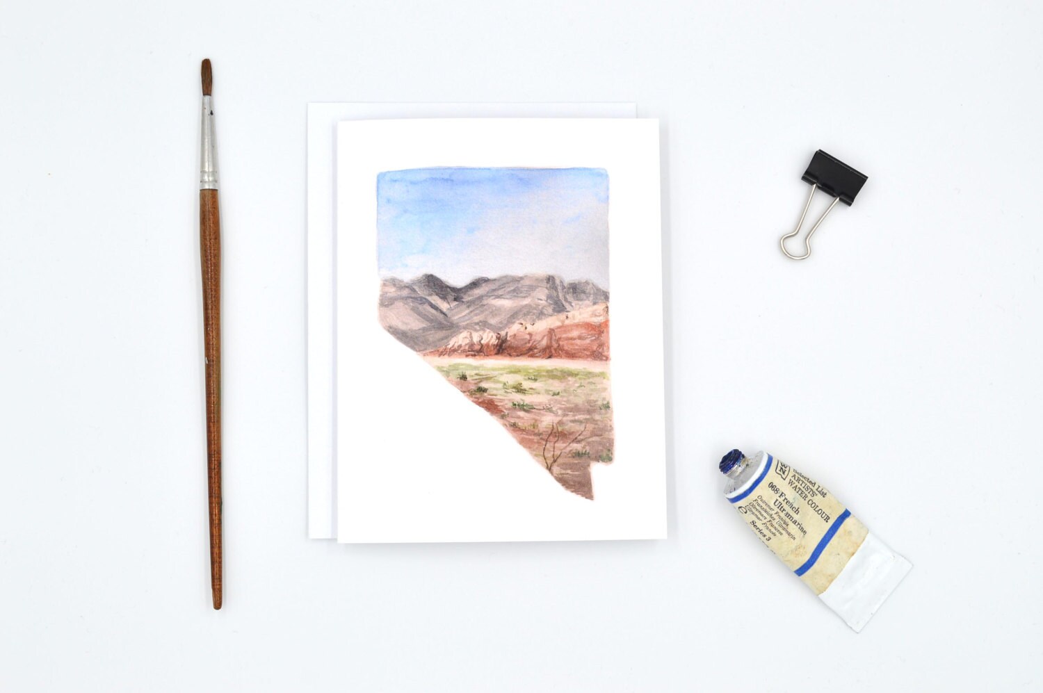 Nevada State Art Card - Nevada Watercolor Notecard - Nevada State Map ...