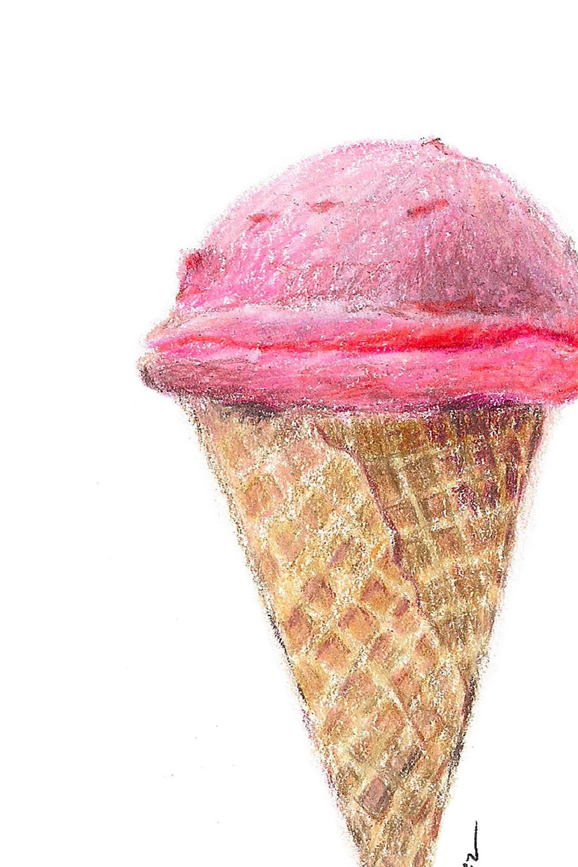 Strawberry Ice Cream Art Print Digital Download Ice Cream - Etsy