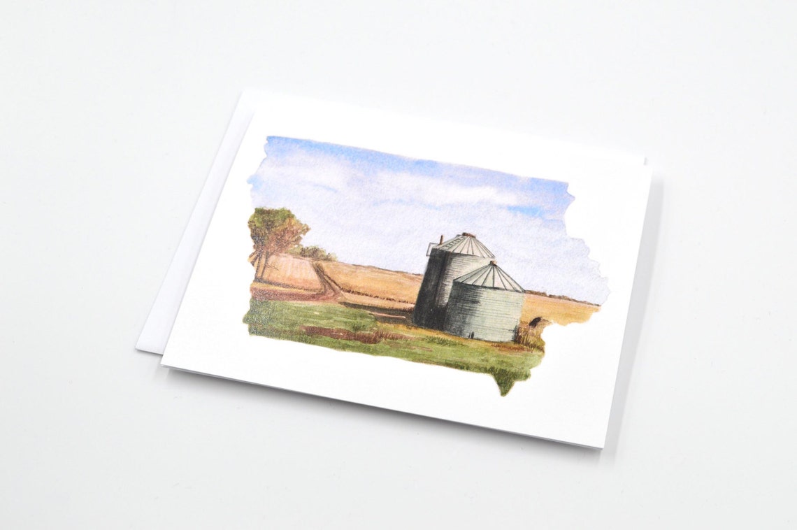 Iowa State Card - Watercolor Notecard - Unique Notecard - Iowa Notecard ...