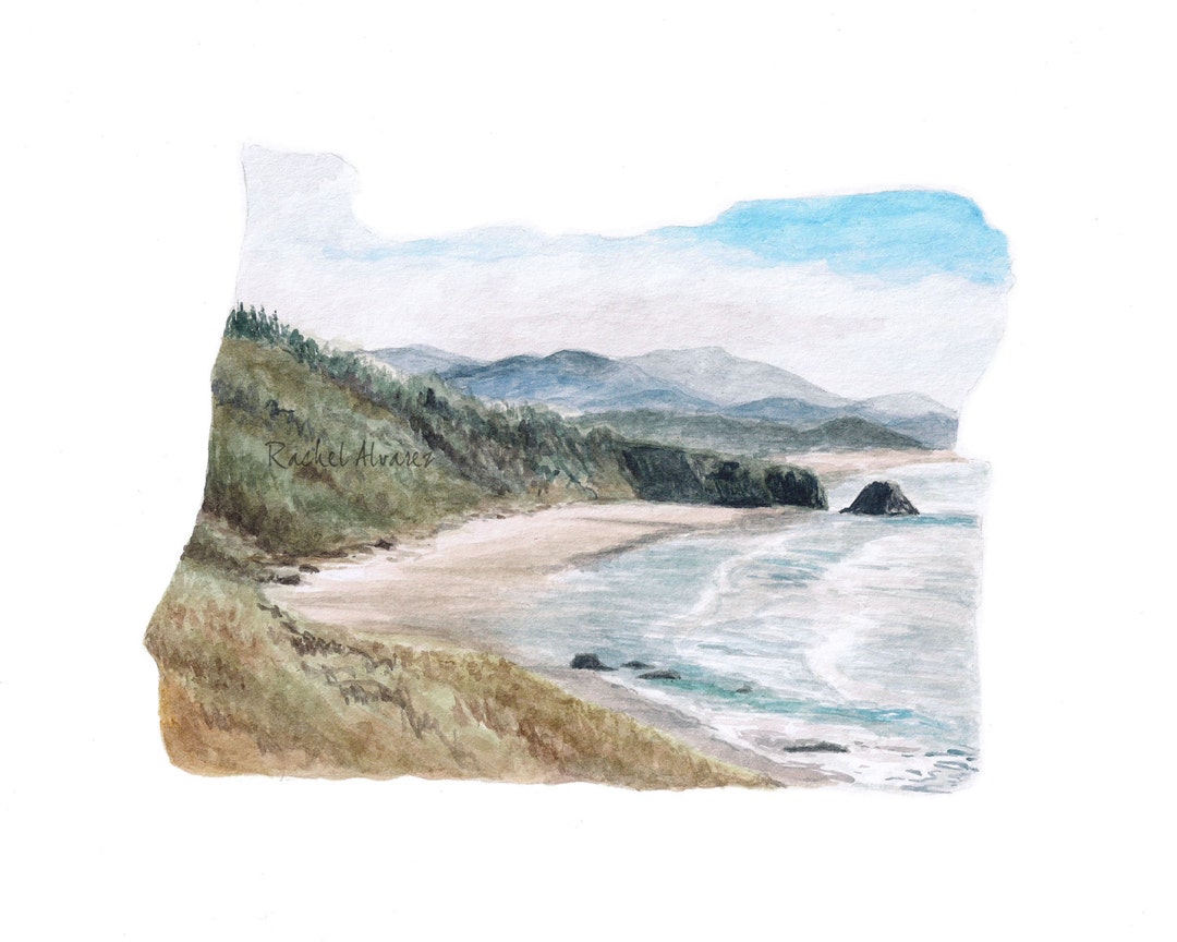 Oregon Art PRINT, Oregon Map Print, Oregon State Art, Art Print, Long ...