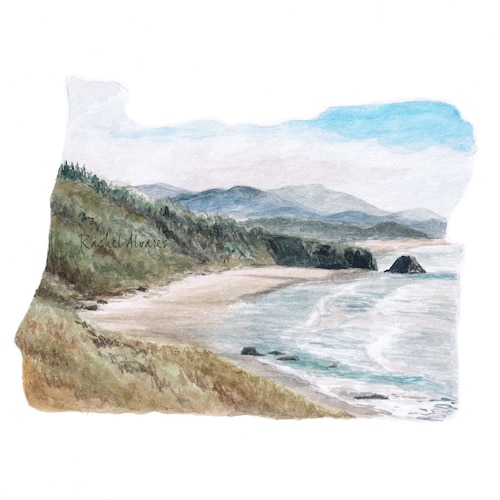 Oregon Watercolor Painting Oregon State Art Home State - Etsy