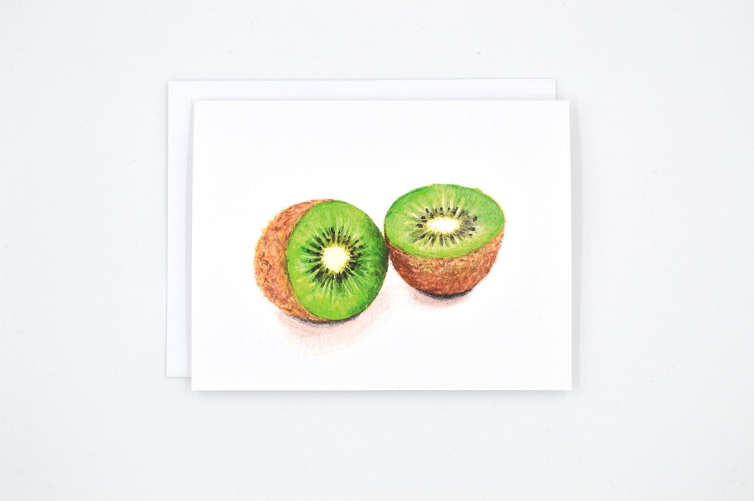 Kiwi Watercolor Notecard, Kiwi Food Art, Kiwi Food Illustration, Fruit ...