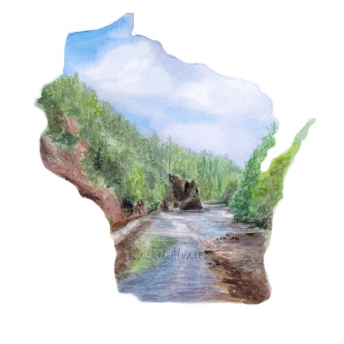 Wisconsin Watercolor Print Wisconsin State Home State Art - Etsy