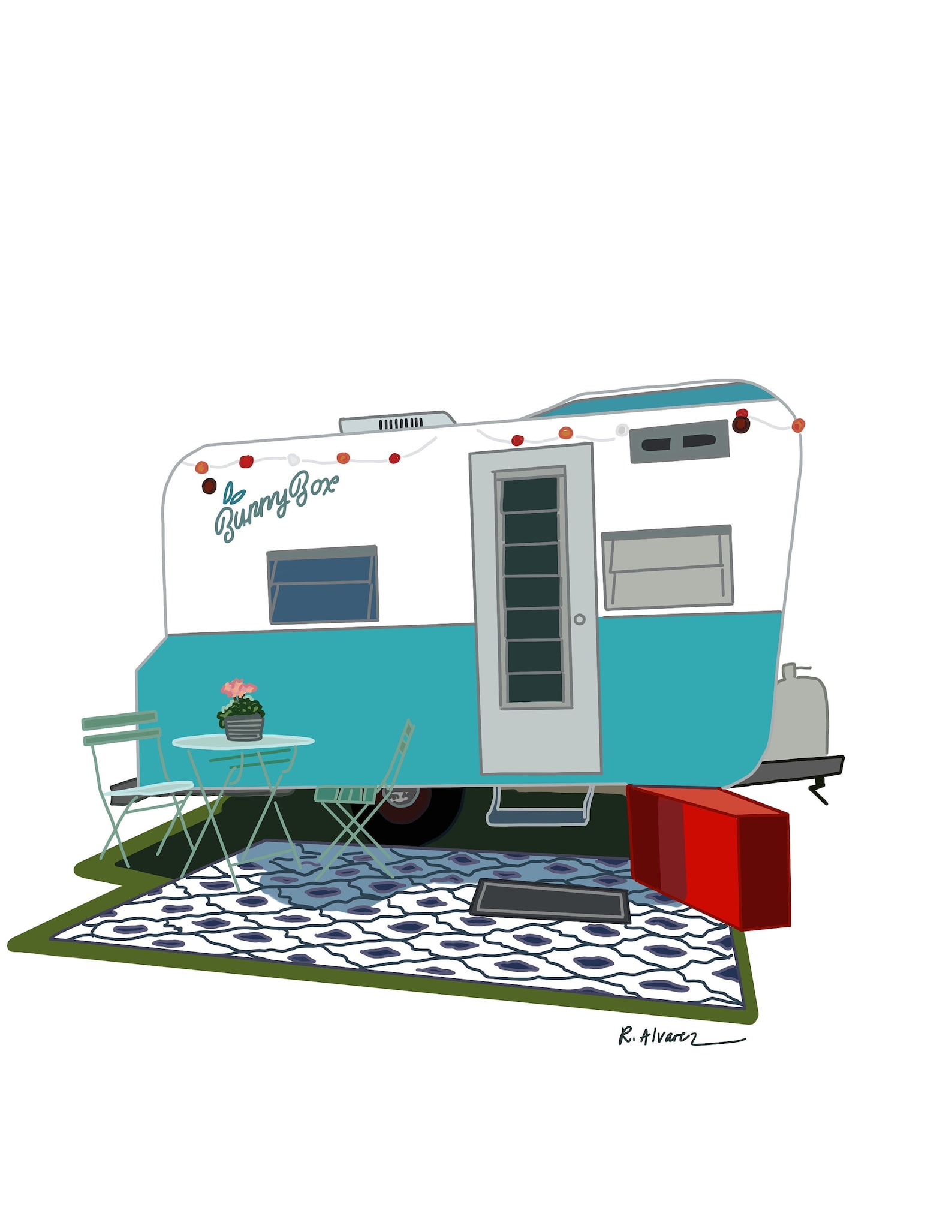 Vintage camper art rv decor gift travel trailer art | Etsy