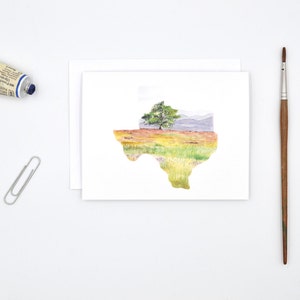 Texas State Art Card - Watercolor Notecard - Texas Gift - Texas State ...