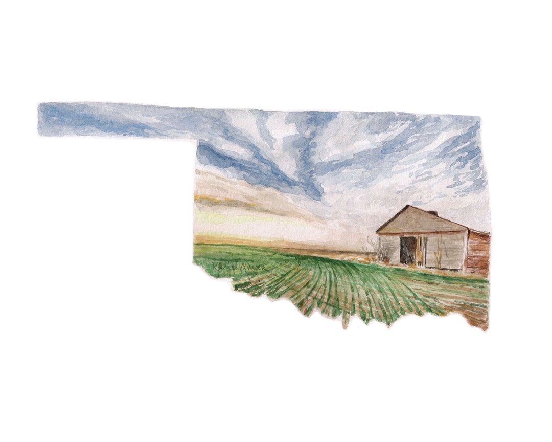 Oklahoma Art Print - State Love Print - Oklahoma State Map - Unique Map ...