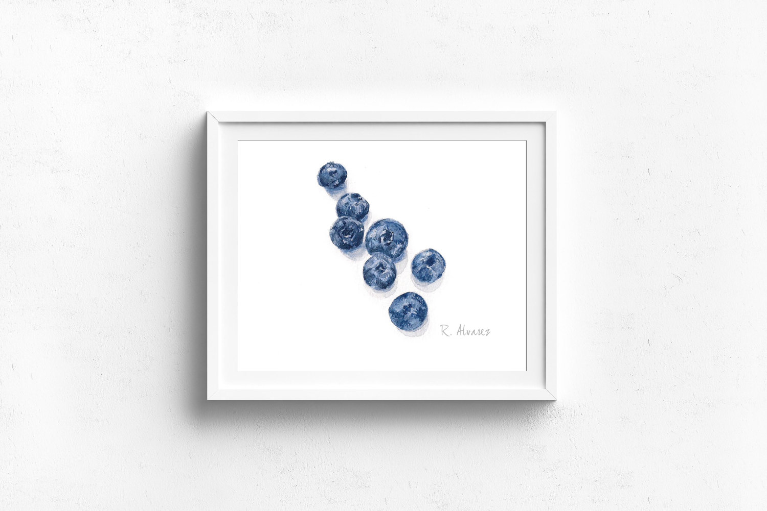 Blueberry Art Blueberry Kitchen Wall Art Watercolor | Etsy