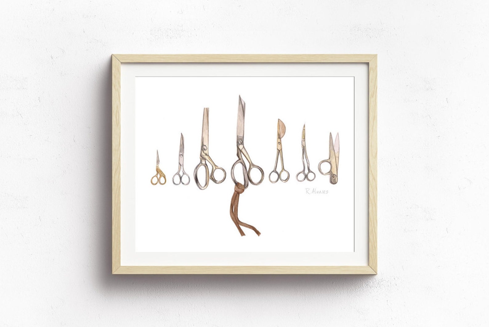 Watercolor Illustration - Sewing Art - Scissor Illustration - Sewing ...
