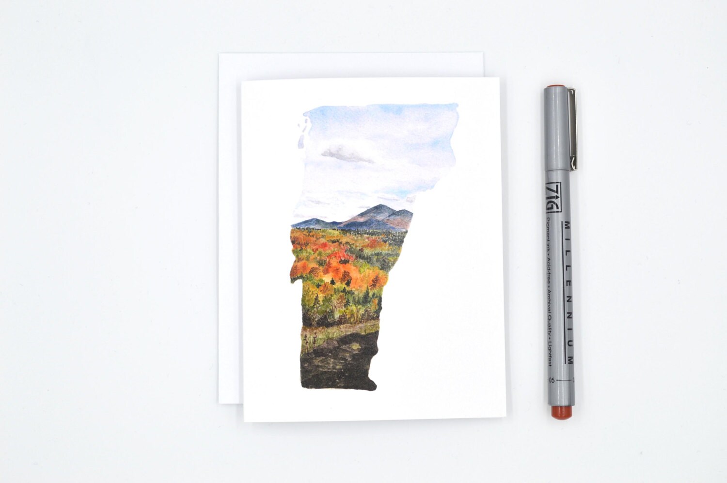 Vermont State Art Card Watercolor Notecard Vermont | Etsy