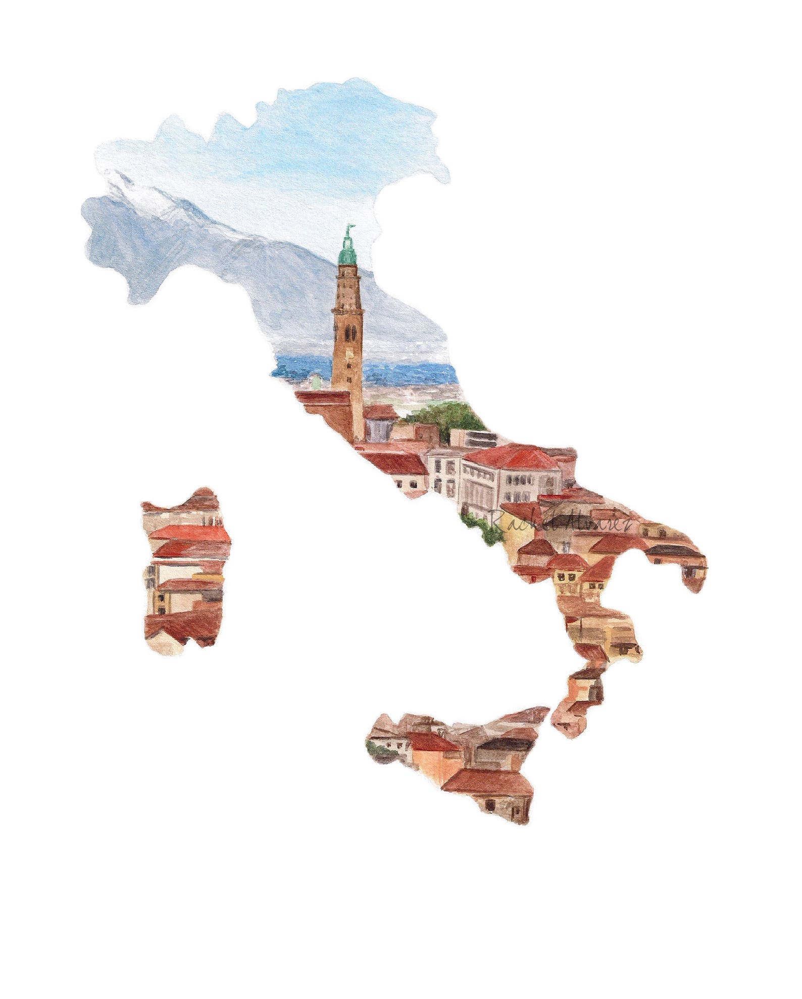 Italy Watercolor Map - Italy Art Print - Military Family Gift - Map Art ...