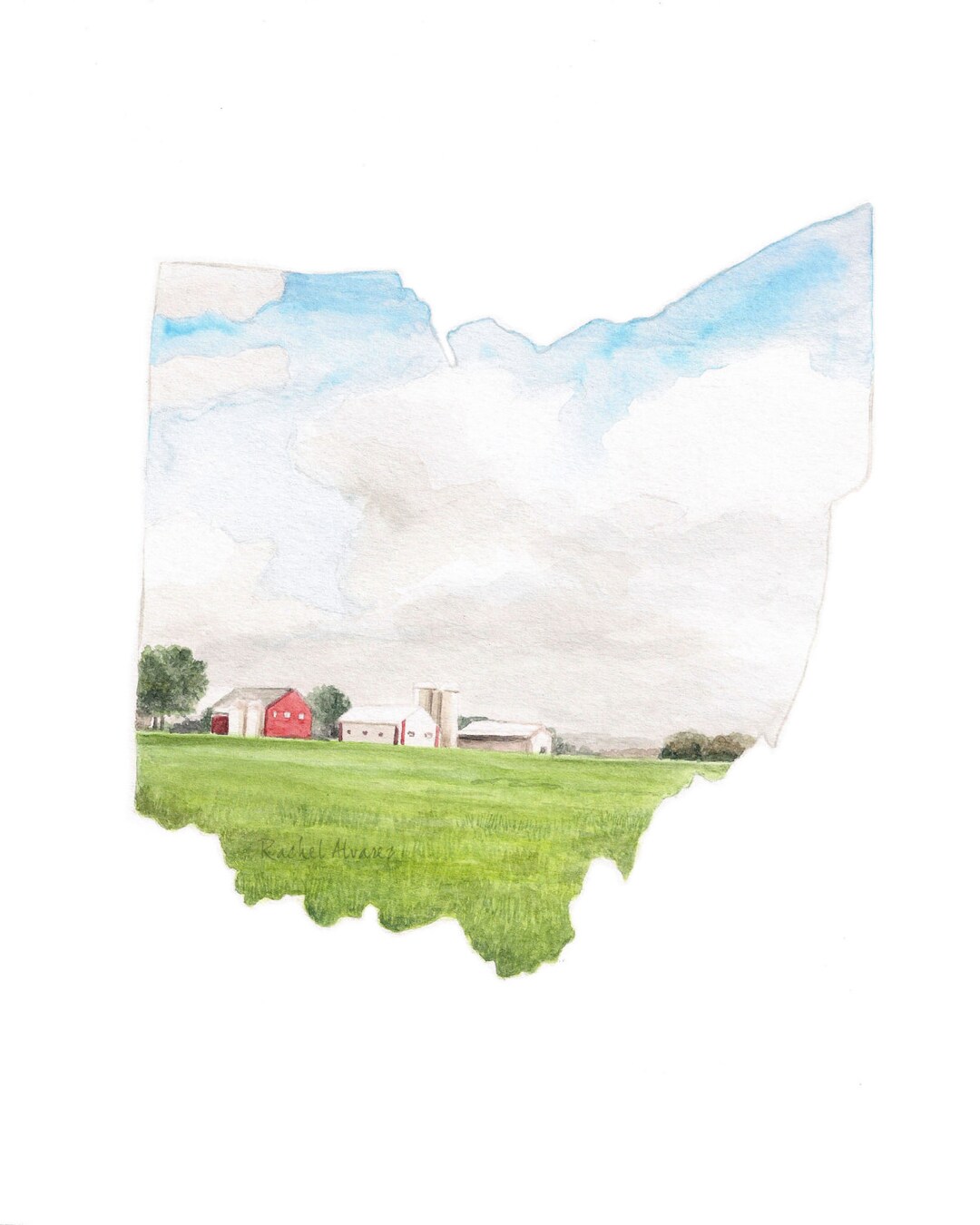 Ohio State Art Print - Unique Map Art - Watercolor State Print - Ohio ...