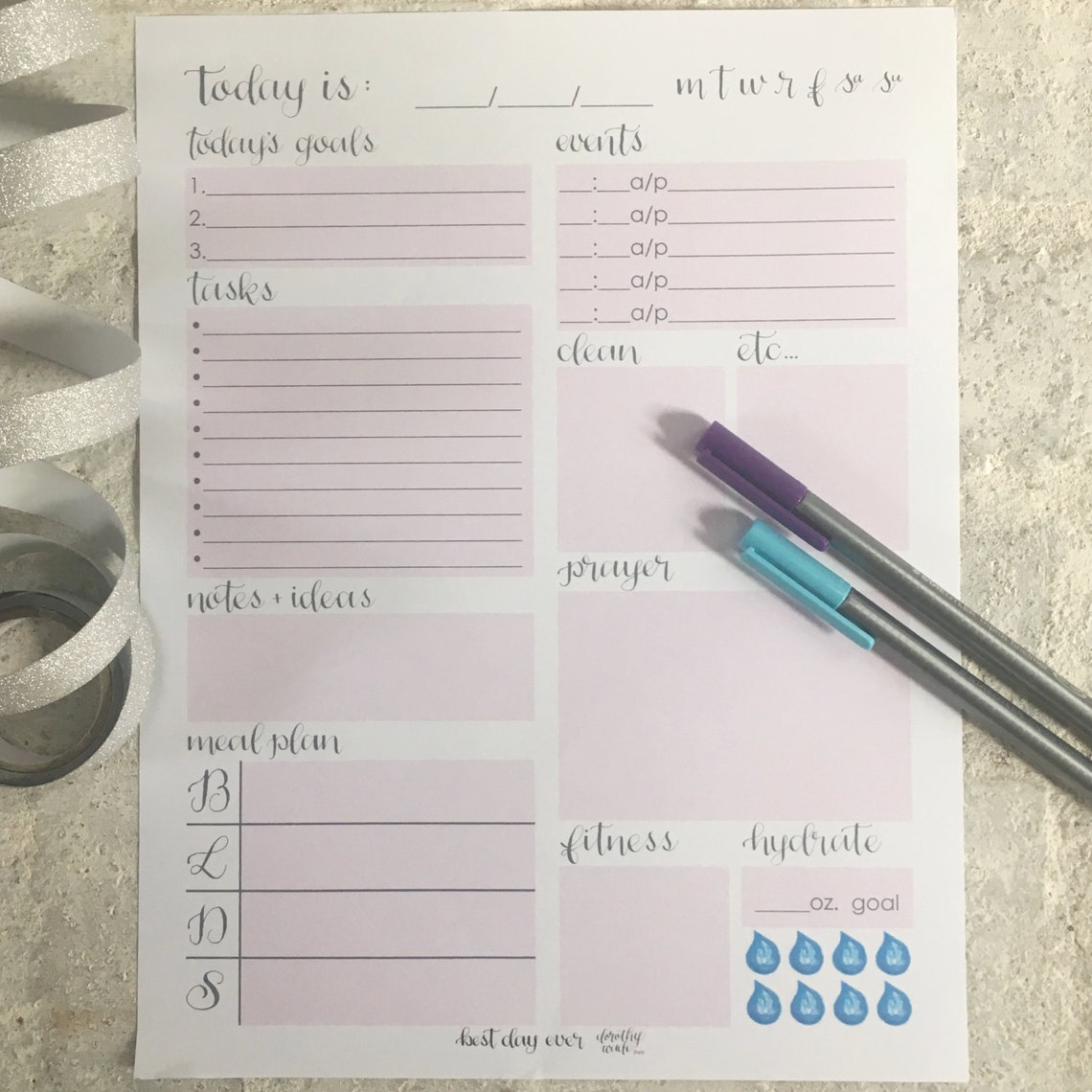 Printable Best Day Ever Daily Organization Sheet - Etsy