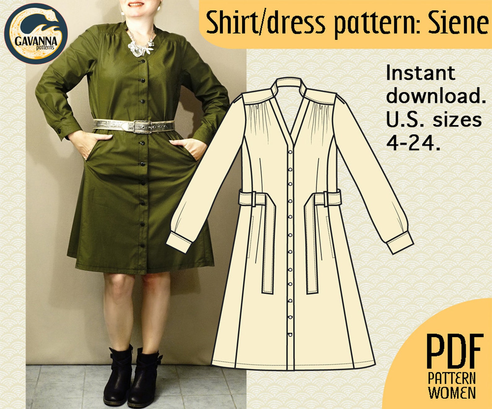 Printable PDF Sewing Pattern Plus Sizes Included Shirt or - Etsy