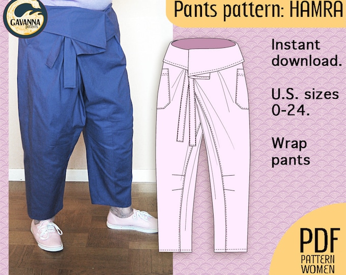 Instant Download Plus Size PDF Pattern Thai Wrap Pants Pattern for ...