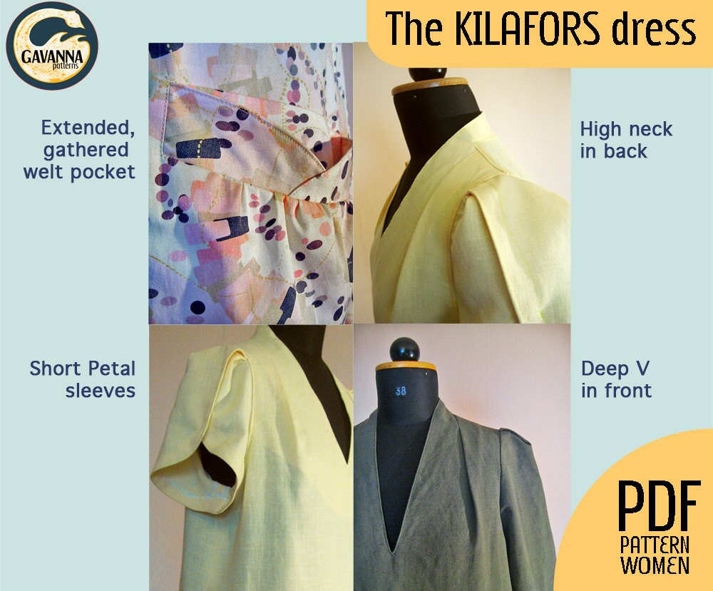 Pdf Dress Pattern for Women, Modern Cool Dress or Go for a Retro Look ...