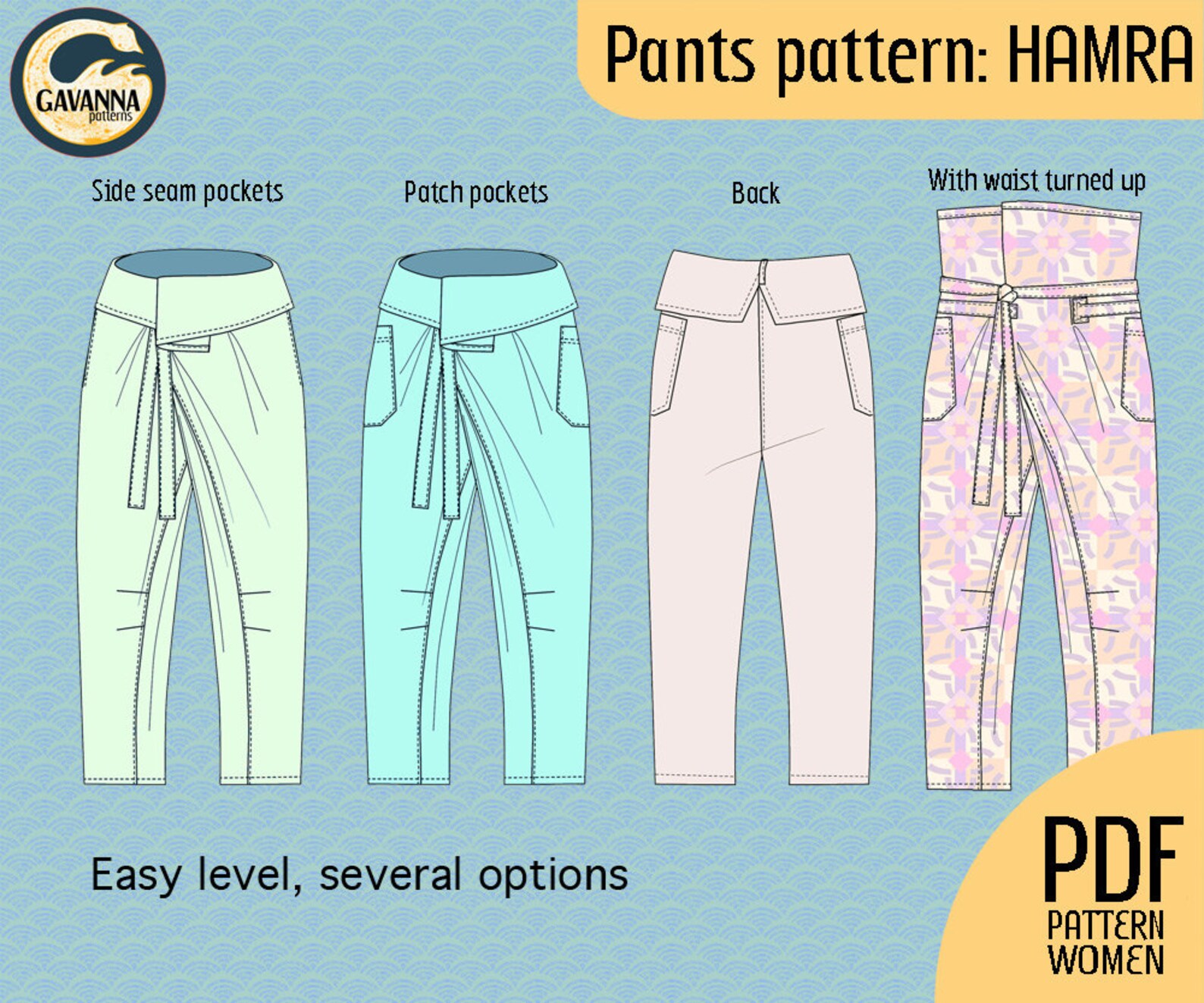 Instant Download Thai Wrap Pants Pattern for Women, Multi Size PDF ...