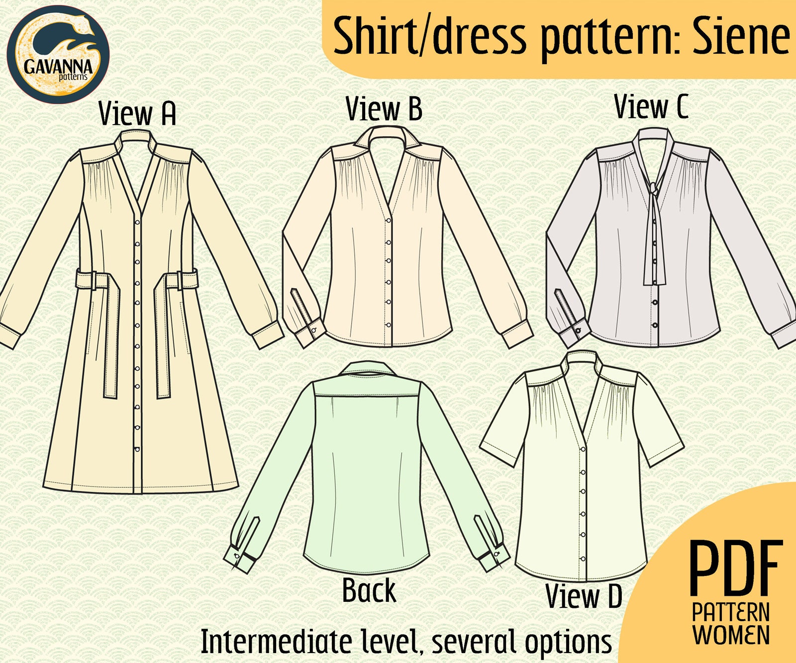 Printable PDF Sewing Pattern Plus Sizes Included Shirt or - Etsy