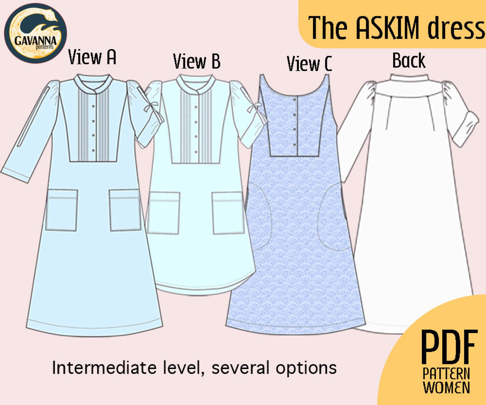 Instant Download Pdf Dress Pattern for Women Multi Size, A-line Dress ...