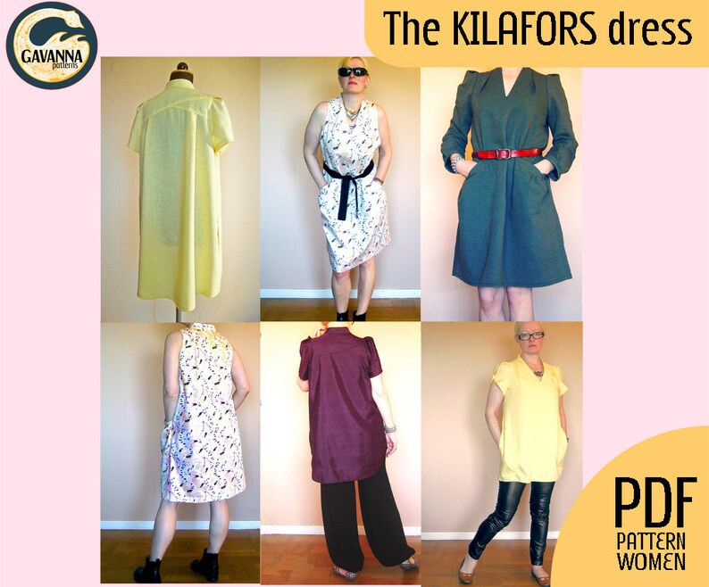 Pdf Dress Pattern for Women, Modern Cool Dress or Go for a Retro Look ...