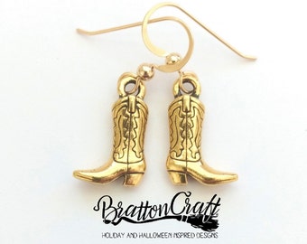 Gold Cowboy Boot Earrings Western Boot Earrings Cowgirl Boot Earrings ...