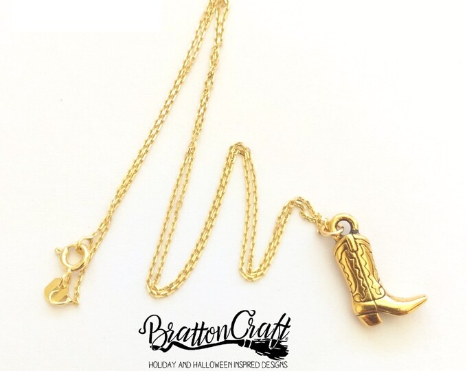 Vintage 14k Gold Cowboy Cowgirl Boot Charm / Pendant Necklace - Etsy