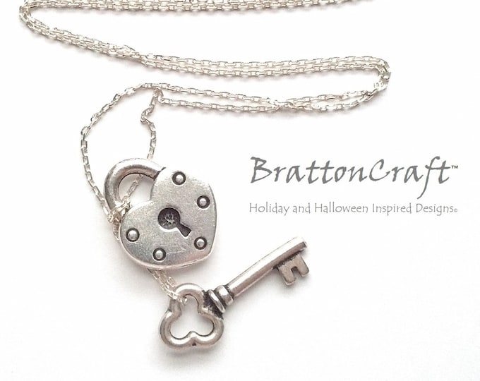 Silver Heart Lock and Key Necklace Silver Heart Lock and Key Charm ...