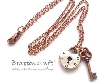 Silver Heart Lock and Key Necklace Silver Heart Lock and Key | Etsy