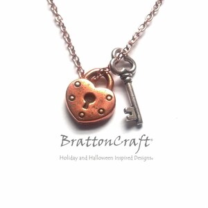 Silver Key and Copper Heart Lock Necklace: Tierracast Charm - Etsy