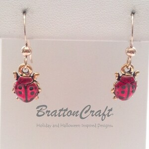 Hand Painted Red Ladybug Earrings Gold Ladybug Earrings Gold Ladybug ...